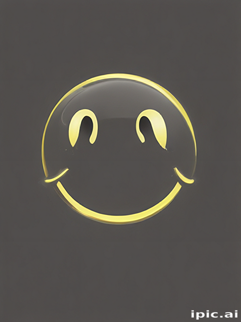 A Gleaming Yellow Smiley Face Radiating Joy Against a Dark Background.