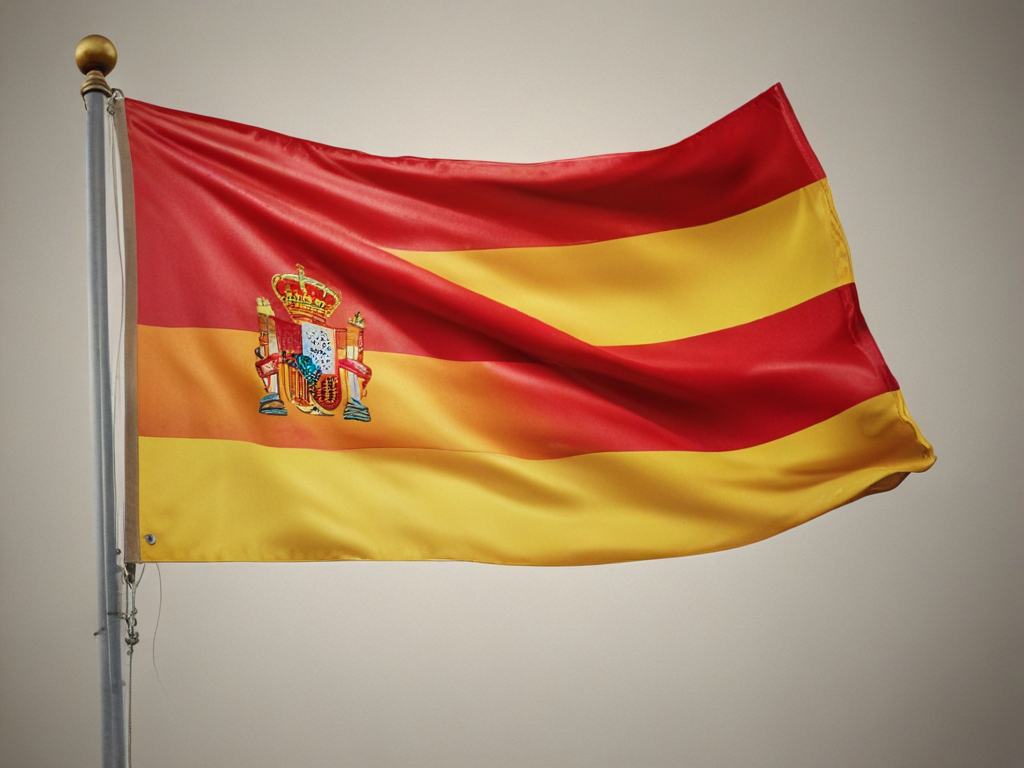 Vibrant Representation of the Spanish Flag Waving Proudly in the Breeze