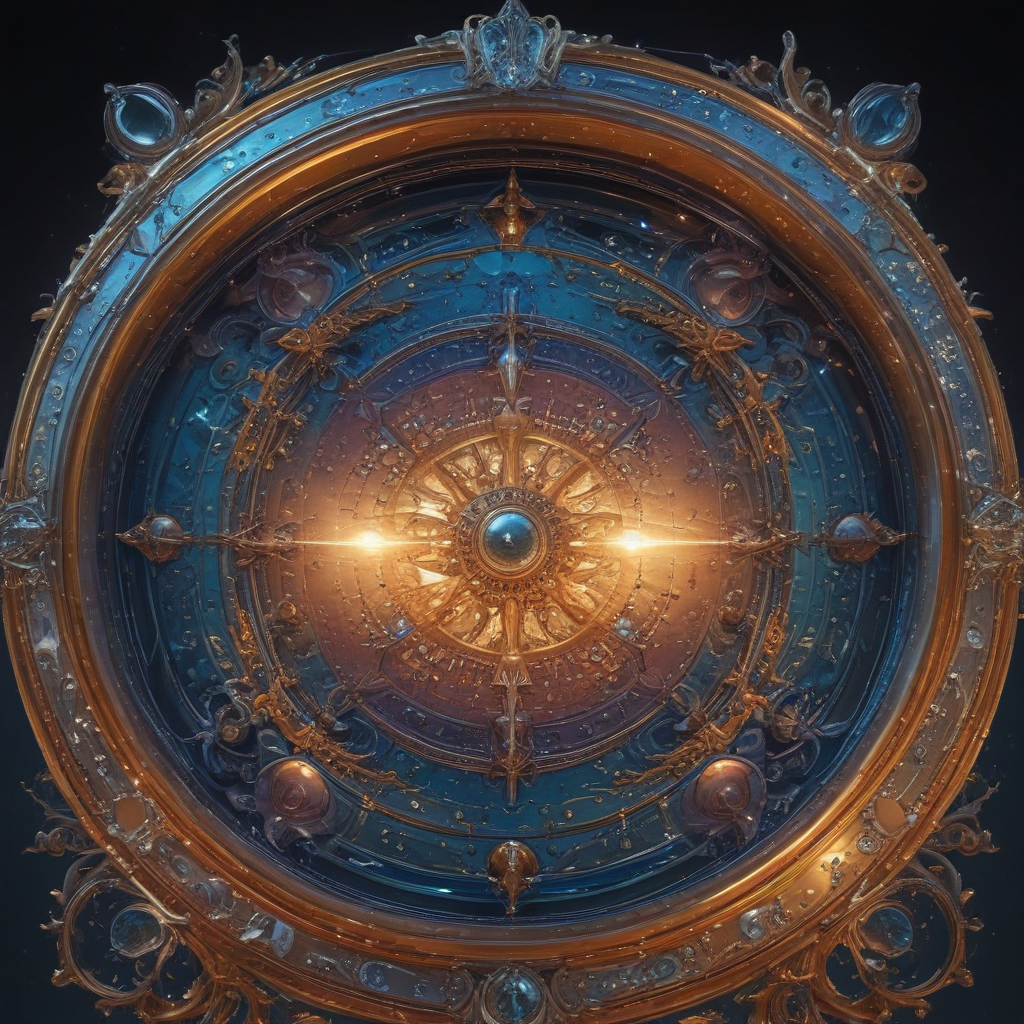 Intricate Celestial Compass with Radiant Light and Ornate Design Elements