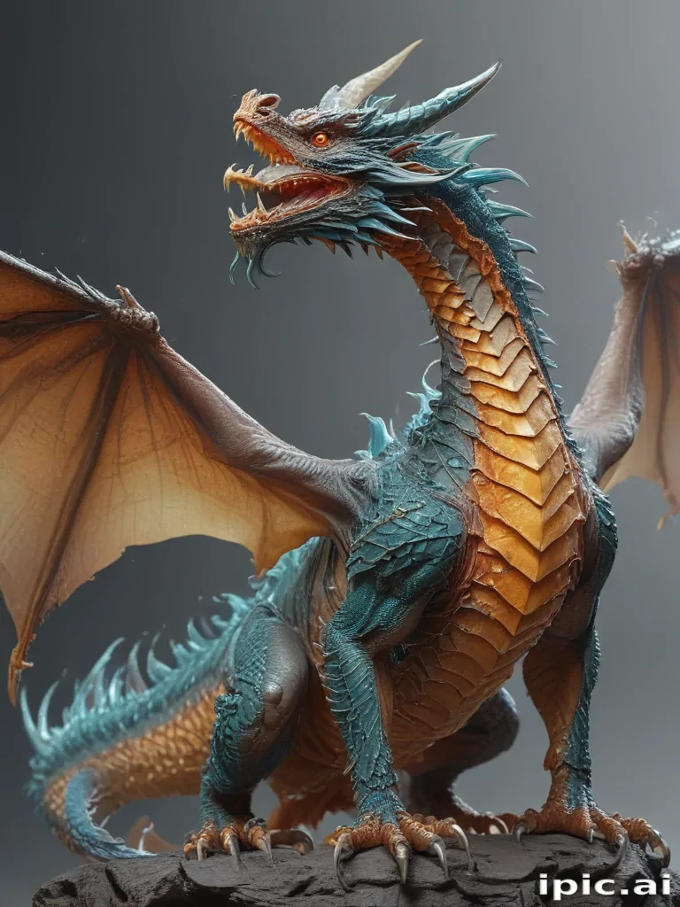 Majestic Dragon with Intricate Scales and Powerful Wings Ready to Soar