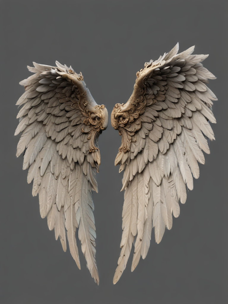 Elegant and Ornate Wing Design with Intricate Detailing and Textures.