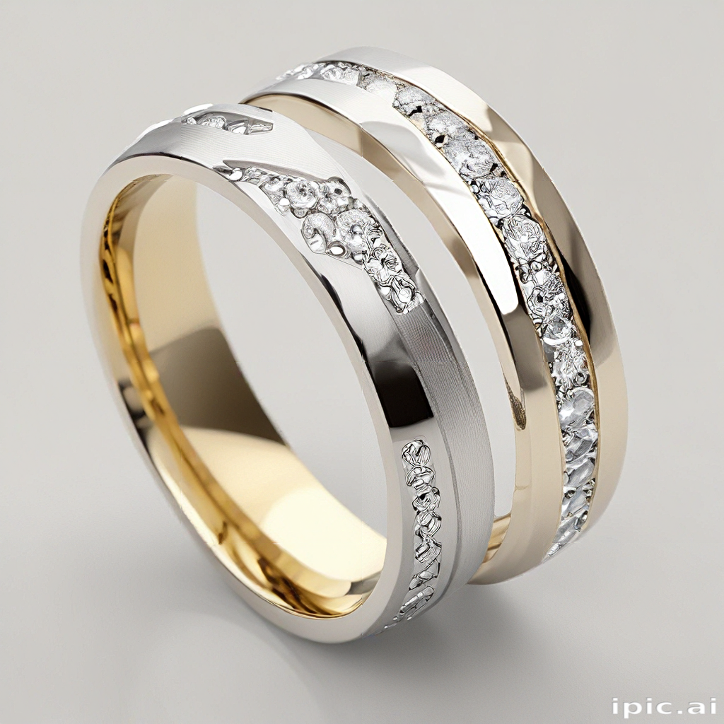 Elegant Trio of Interlocking Wedding Bands with Sparkling Accents and ...