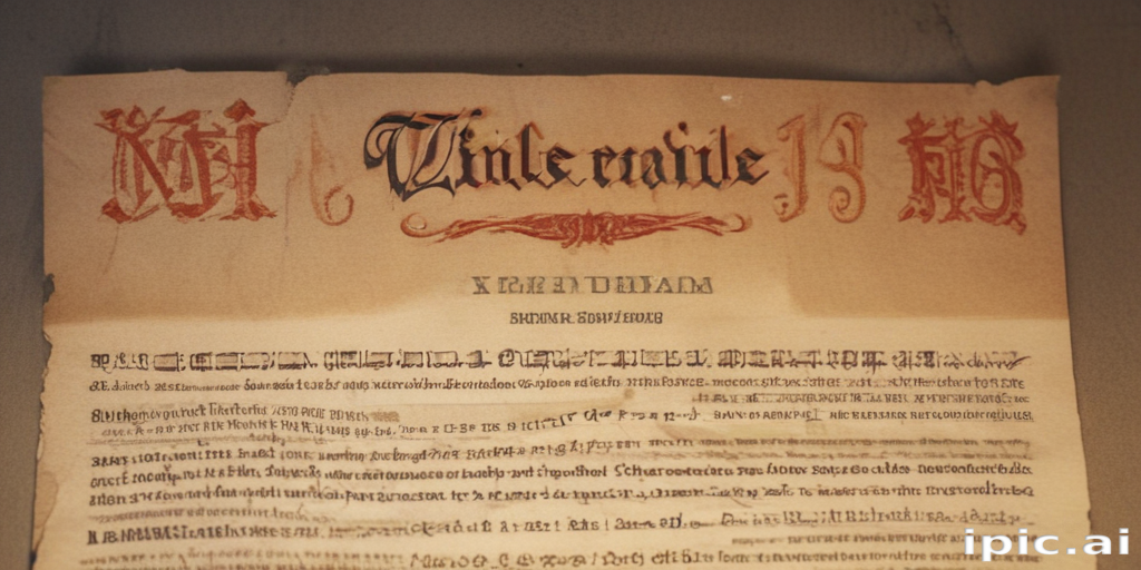 Ancient Document with Ornate Script and Elaborate Lettering from History