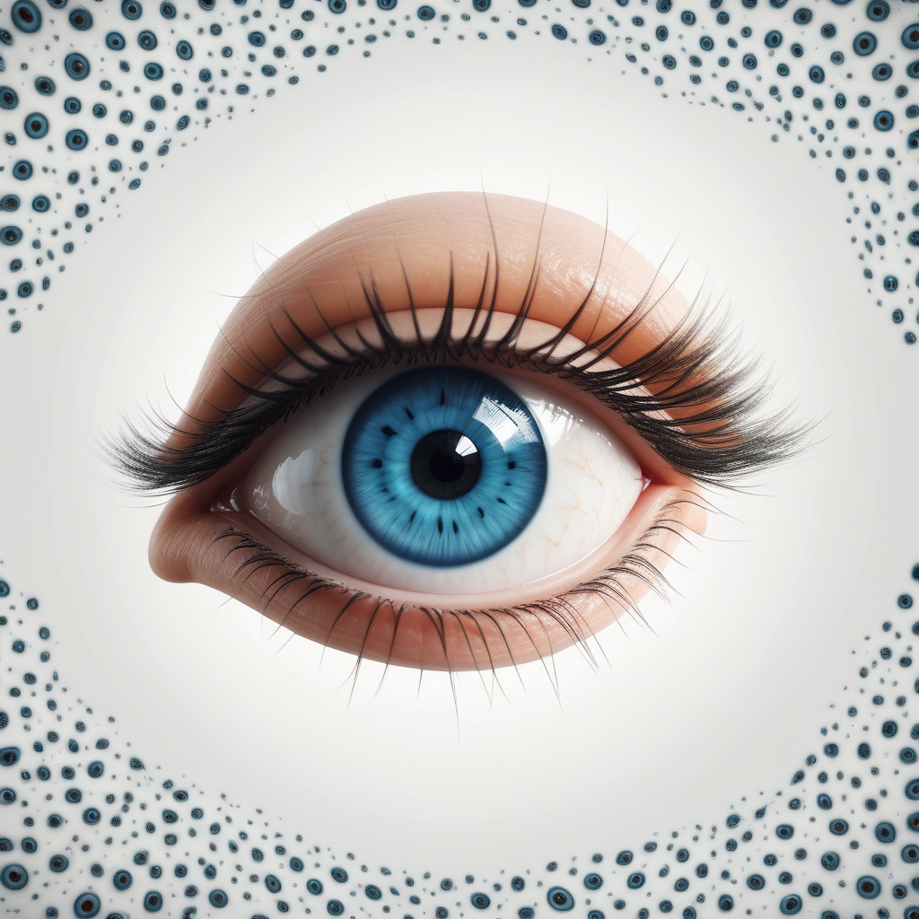 Intricate Close-Up of a Striking Blue Eye Surrounded by Dots