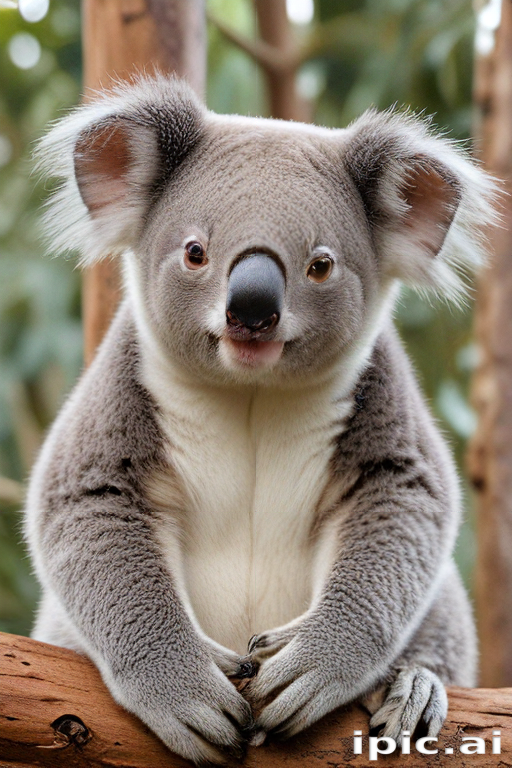 A Charming Koala Sitting on a Branch in its Natural Habitat.