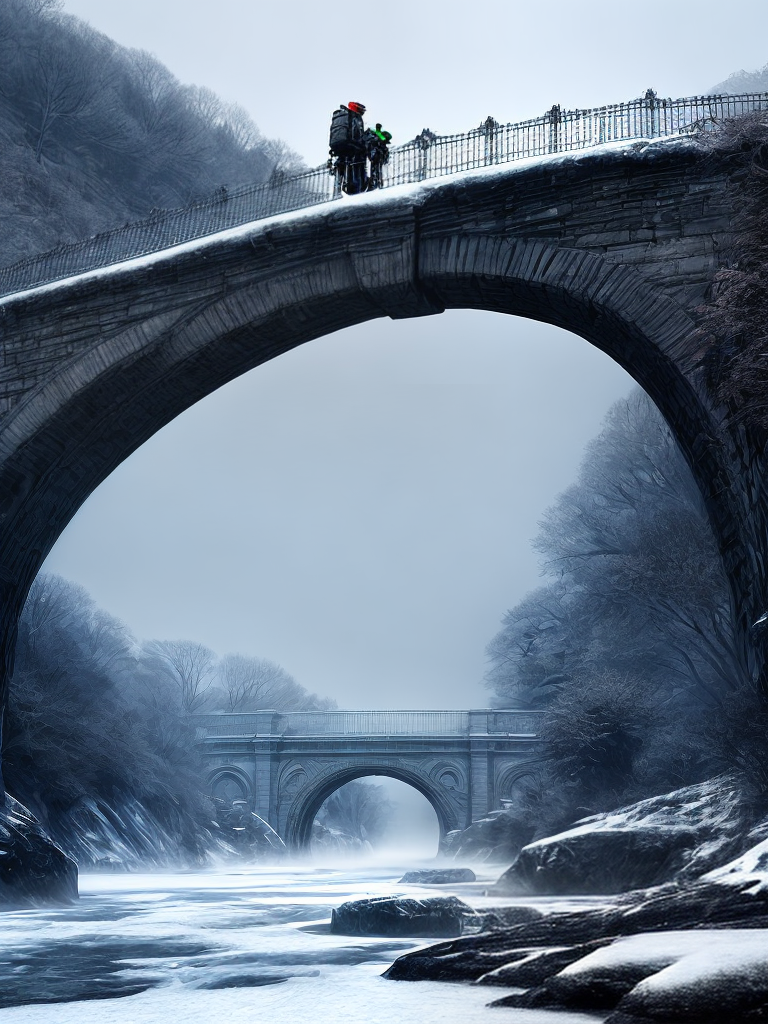 Nightmares of connnecting bridges under fog and darkness with bridges ...