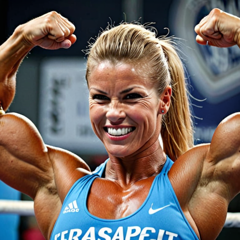 femke bol flexing biceps