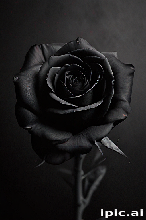 Elegant Black Rose Displaying Beauty and Mystery Against a Dark Background