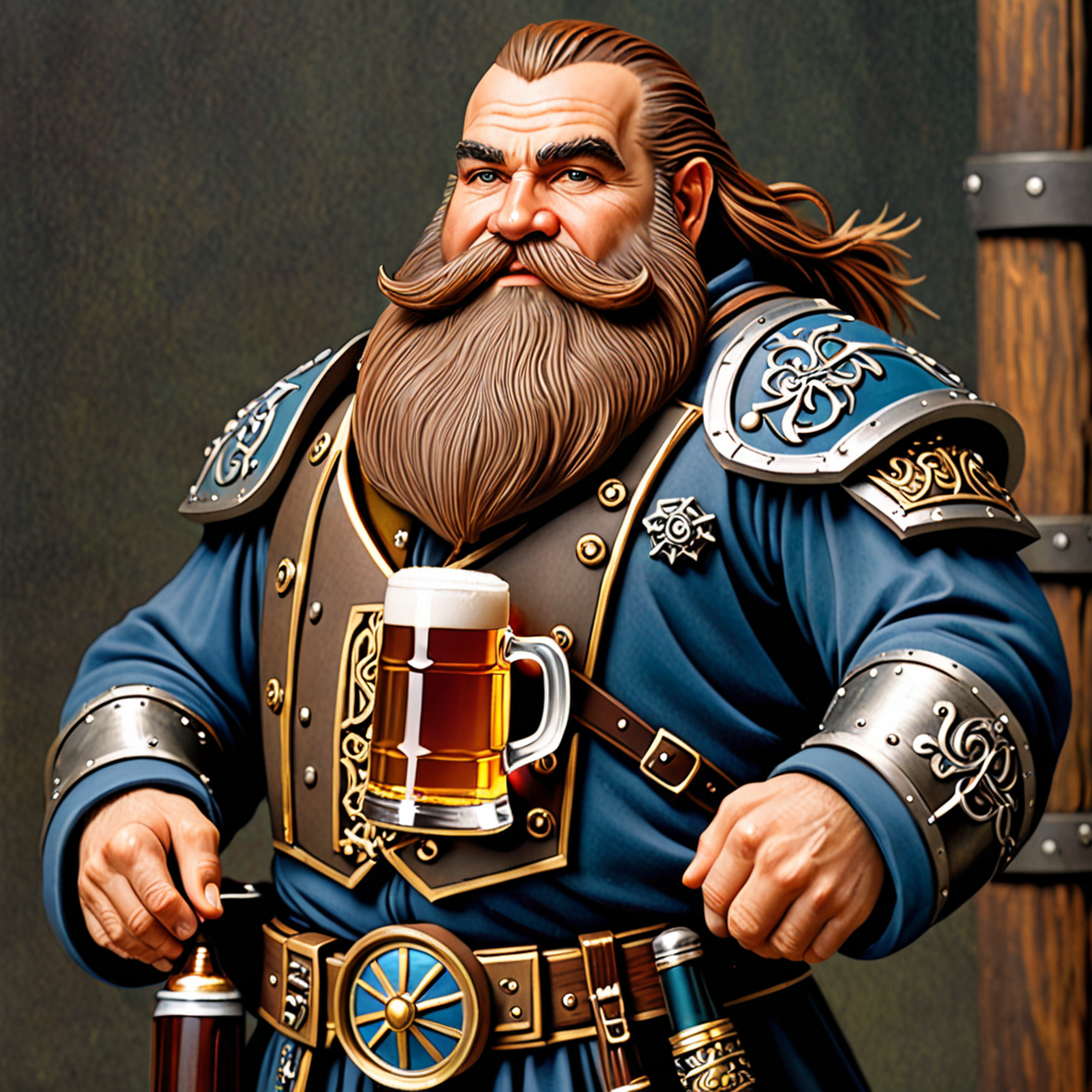 Warhammer Dwarf with a beer keg inside in his beard