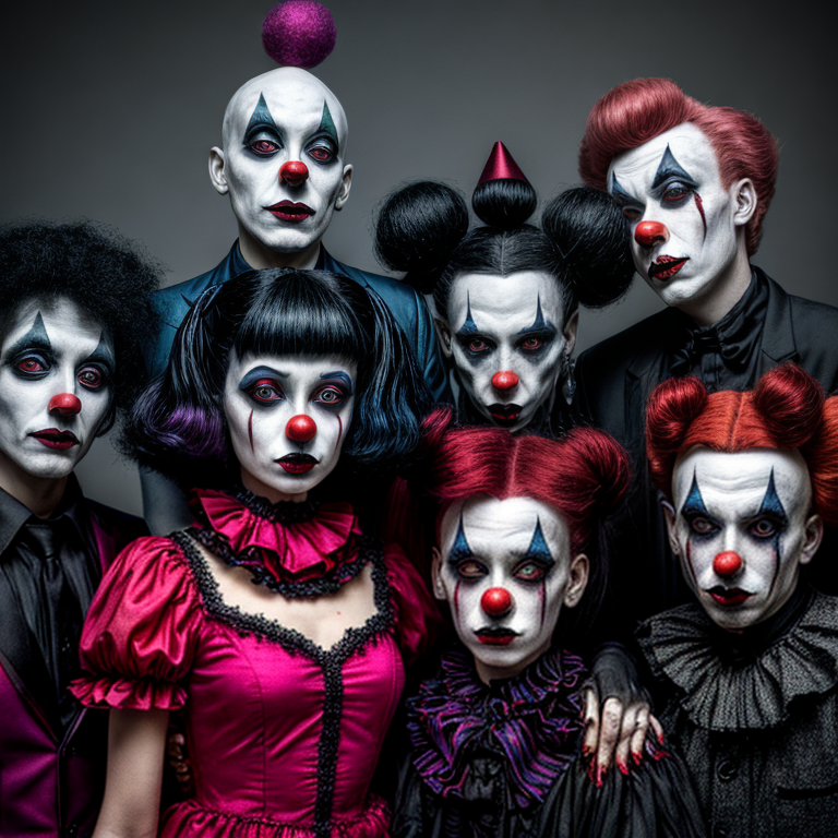 a group of goth clowns