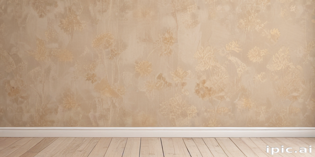 Elegant Textured Wall with Floral Patterns Against a Light Wooden Floor