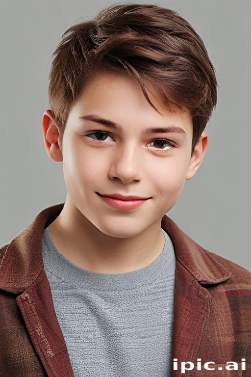 Young Boy with a Warm Smile and Casual Style Against a Neutral Background