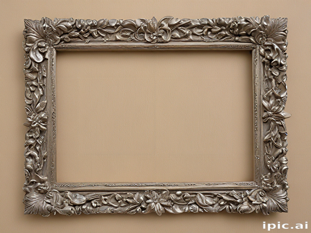 Ornate Silver Picture Frame with Intricate Floral Design and Patterns