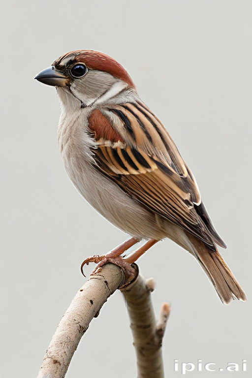 Close-Up of a Beautiful Sparrow Perched Gracefully on a Branch