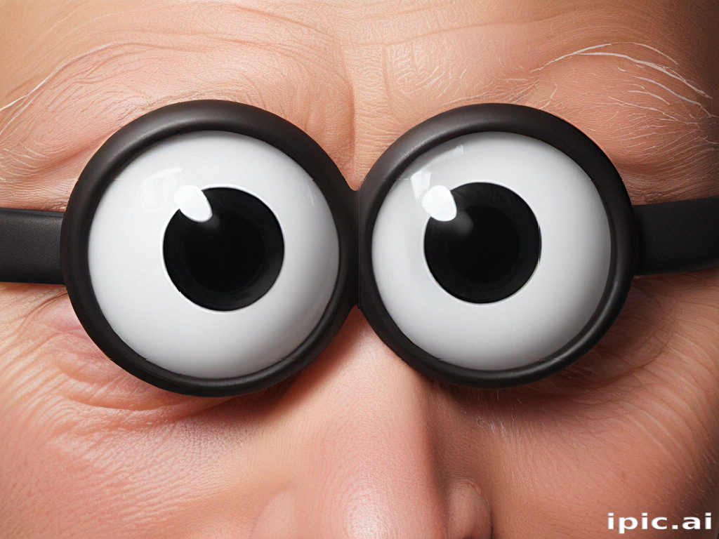 Playful Cartoon Character with Oversized Glasses and Expressive Big Eyes