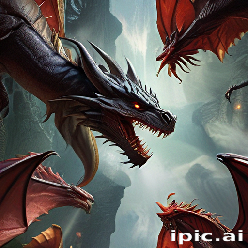 Majestic Dragons Soar Through a Mystical Cavern Underneath a Starry Sky