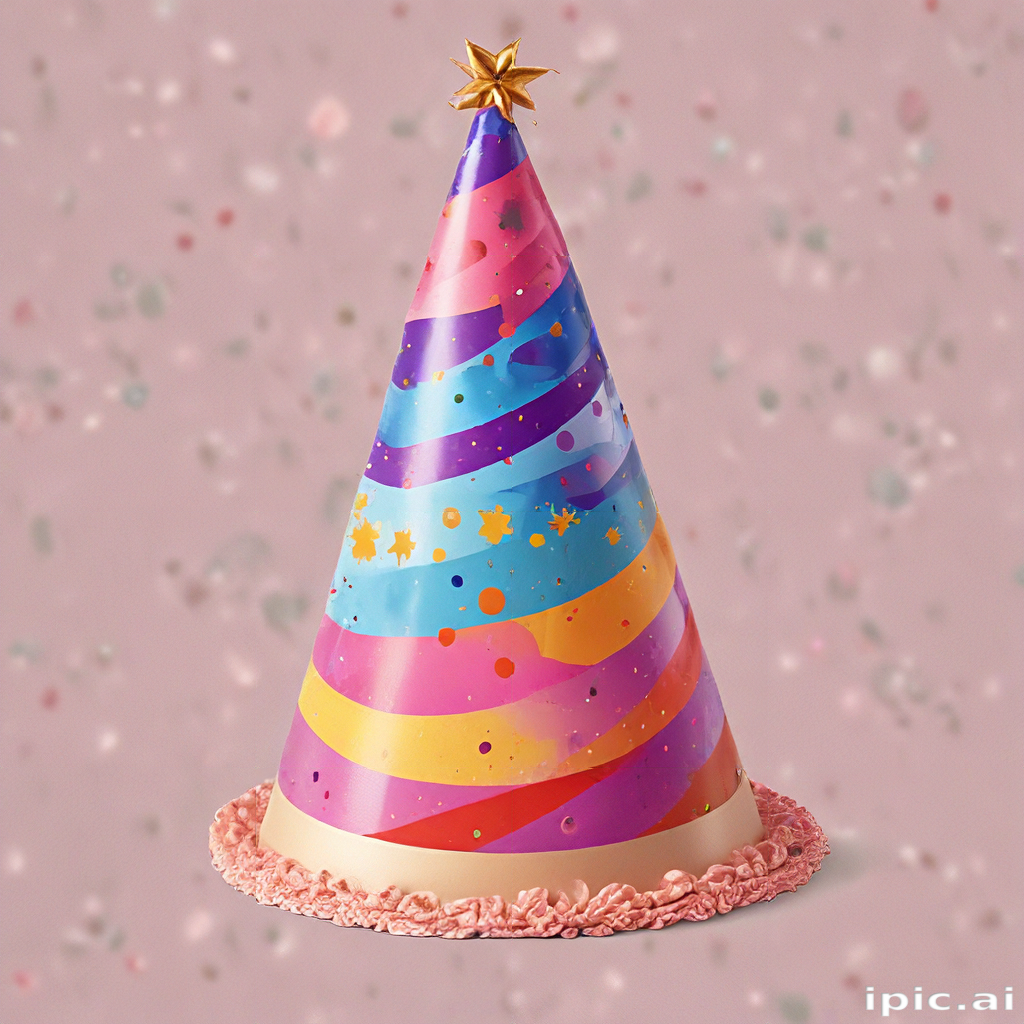 Colorful Party Hat with Spirals and Stars for Celebratory Occasions