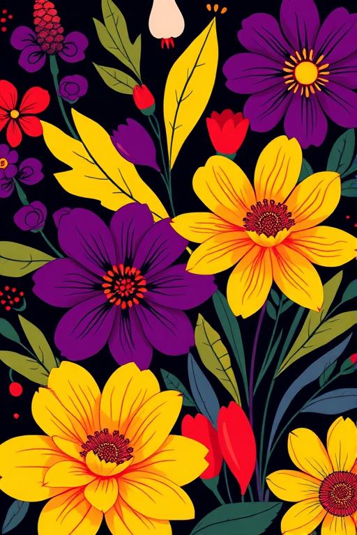 Vibrant Floral Design Featuring Colorful Blooms and Lush Greenery on ...
