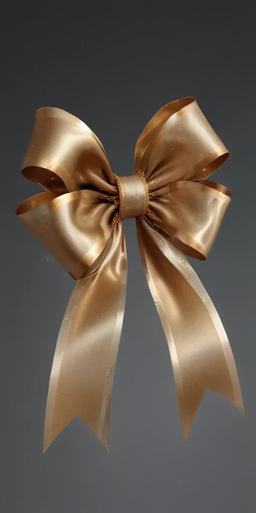 Elegant Golden Satin Bow with Long Ribbons for Special Occasions Decor
