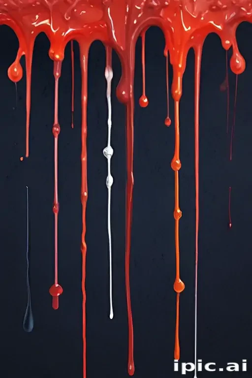 Vibrant Drips of Color: A Dramatic Display of Paint on Canvas