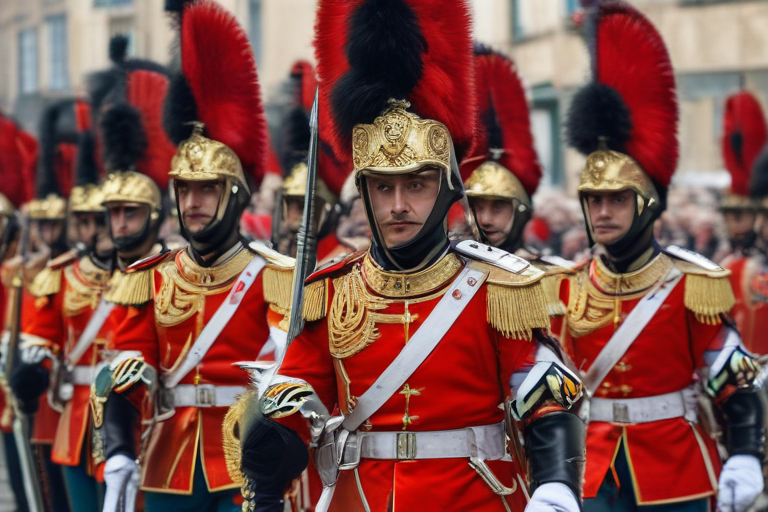Royal guards marching