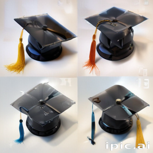 Four Distinct Graduation Caps Showcasing Unique Colors and Styles Together