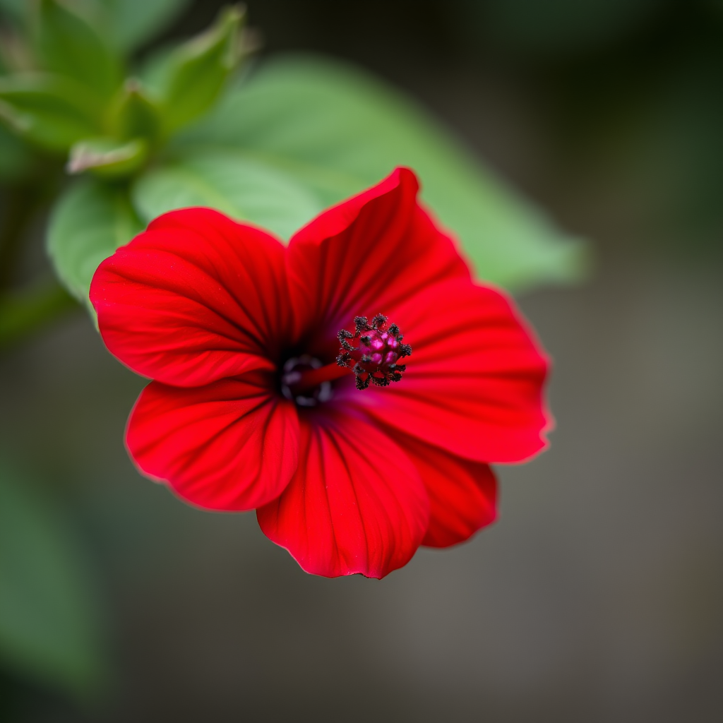A Vibrant Red Flower Blooming Beautifully Against a Soft Green Background