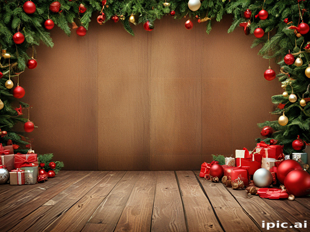 Festive Holiday Scene with Christmas Decorations and Gift Boxes on ...