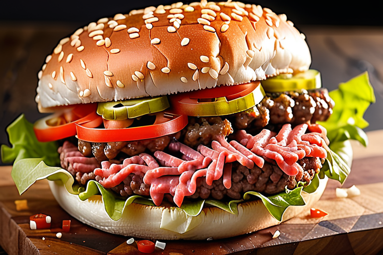 A Whimsical and Artistic Render of a Unique Hamburger Creation.