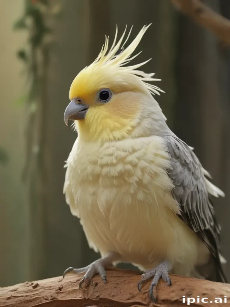 A Beautiful Cockatiel with Stunning Yellow and White Feathers Perched ...