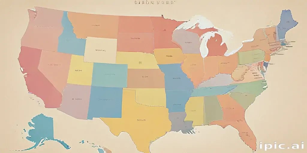 Colorful Map of the United States Highlighting Each State's Unique Borders