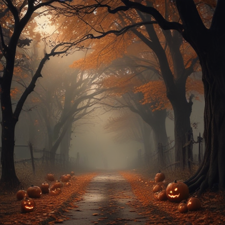 An Enchanting Halloween Pathway Lined with Glowing Jack-o'-Lanterns and ...