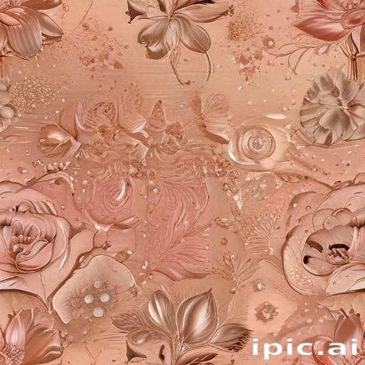 Elegant Floral Pattern in Soft Rose Gold Tones with Textured Details