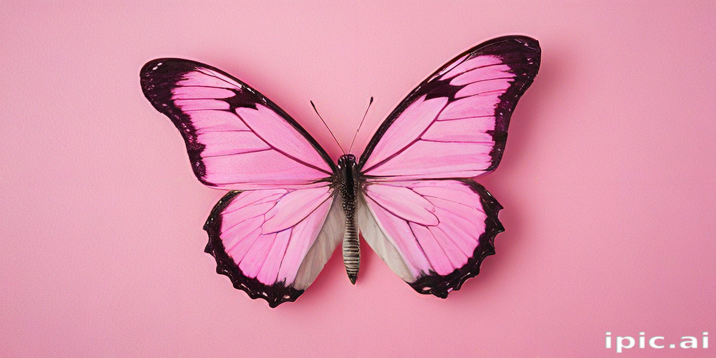 A Beautiful Pink Butterfly Displayed Against a Soft Pink Background.