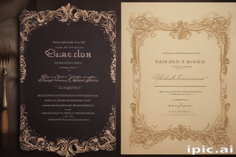 Elegant Dinner Invitation Featuring Intricate Designs and Formal Details