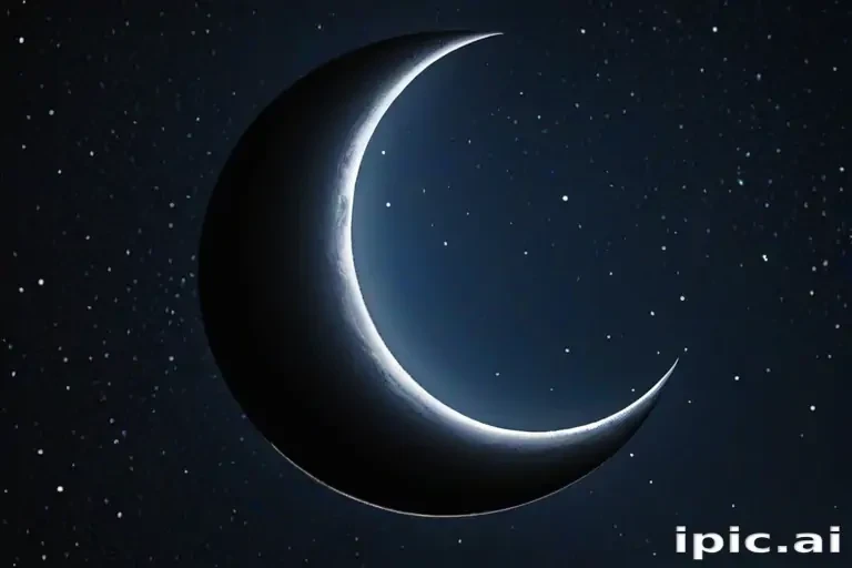 A Beautiful Crescent Moon Shining Brightly Among the Twinkling Stars.
