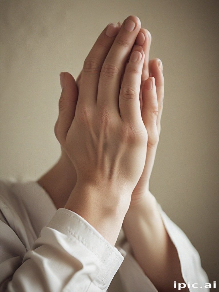 Hands in Prayer Position, Symbolizing Hope, Faith, and Spiritual Reflection