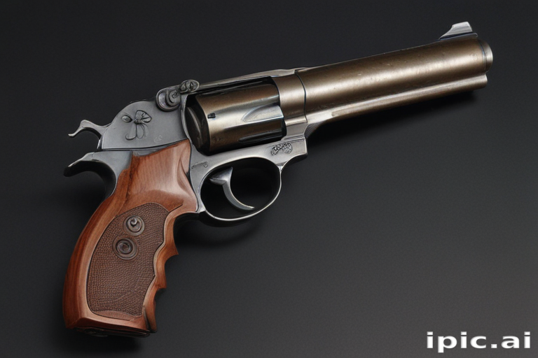 Classic Revolver with Wooden Grip and Distinctive Metallic Finish ...