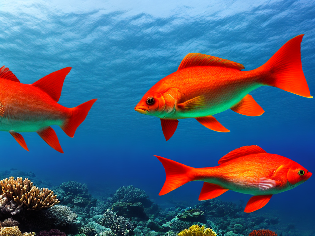 Picture of a cat with red snorkel gear, ocean setting, colourful fish
