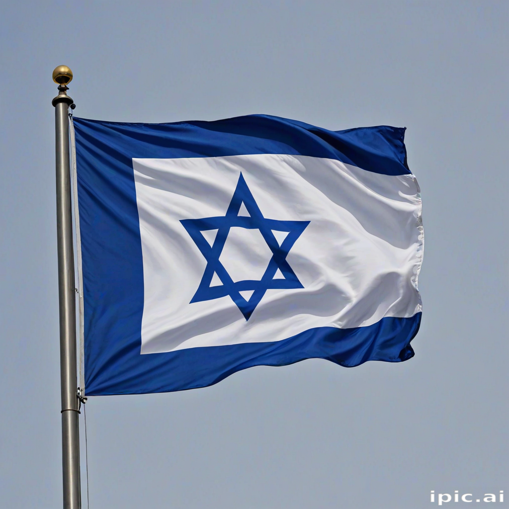 The Flag of Israel Waving Proudly Against a Clear Blue Sky.