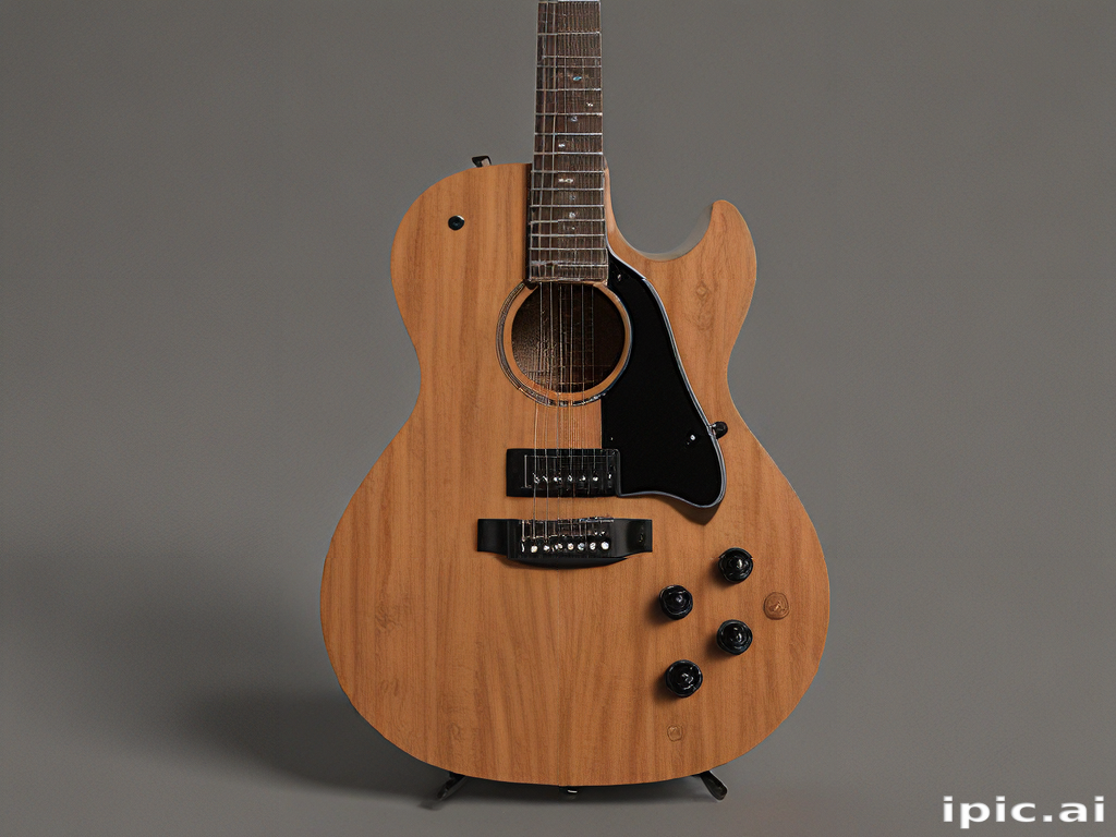 A Beautiful Acoustic Guitar with a Unique Wood Finish and Design.