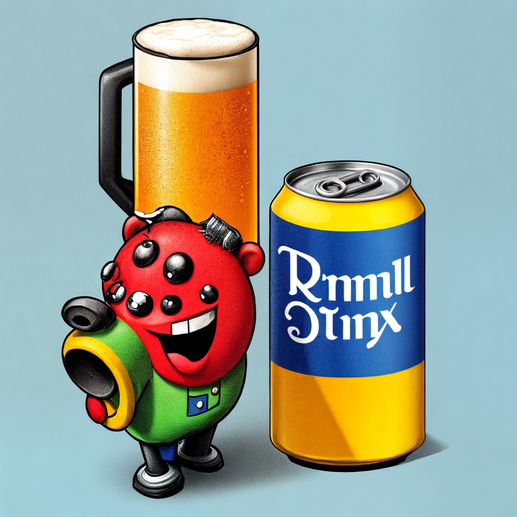 funky beer can illustration mascot