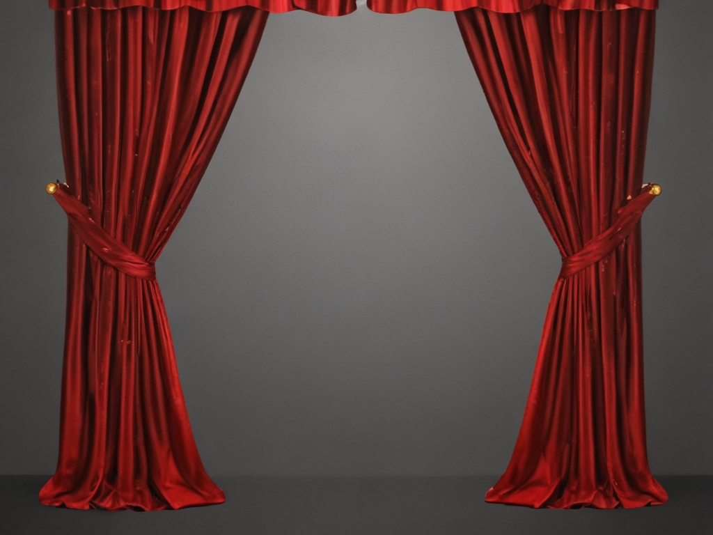 Elegant Red Drapes Framing a Stage for an Upcoming Performance
