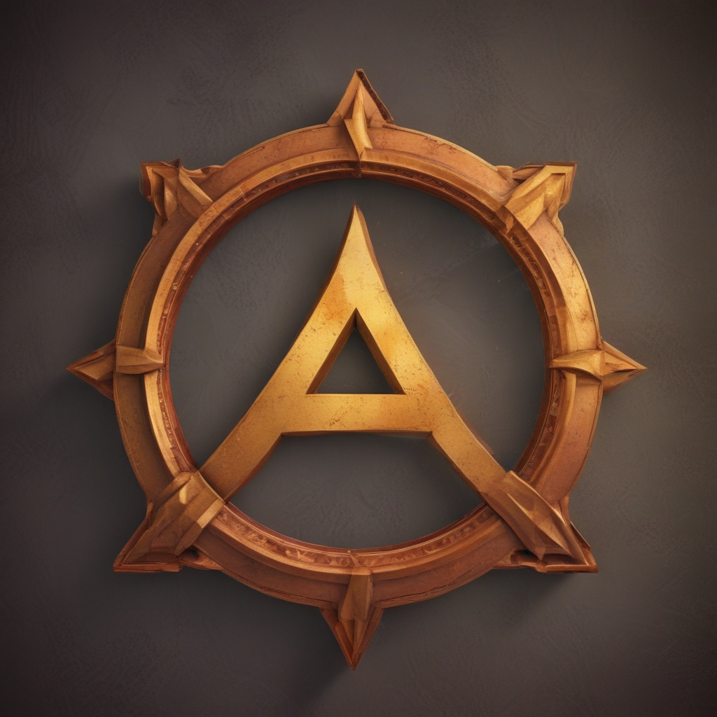 Golden Symbol of Anarchy Enclosed in a Spiked Circular Emblem Design