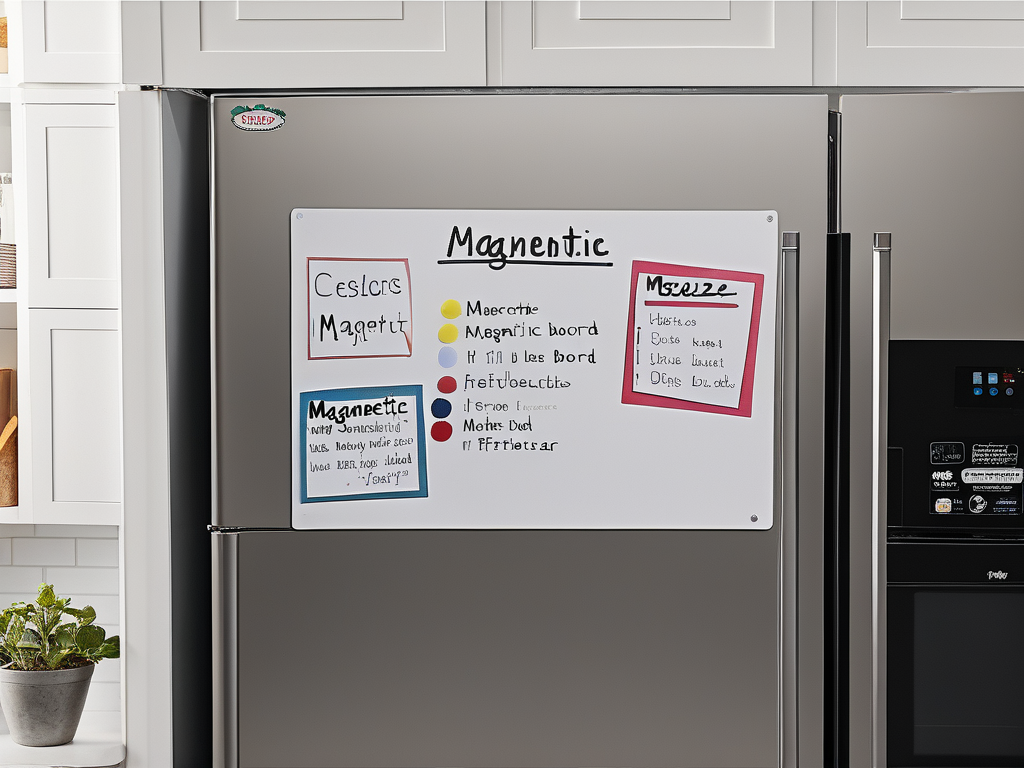 Colorful Magnetic Board with Notes and Reminders on a Refrigerator Door