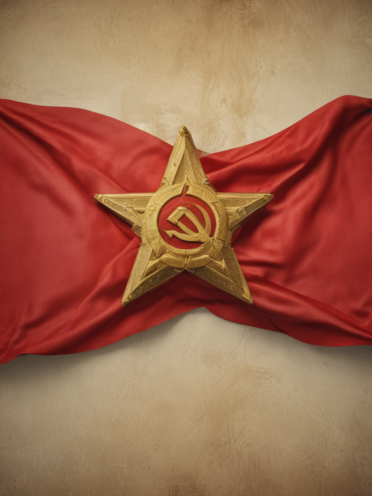 Symbolic Representation of the Soviet Union with Red Flag and Star Emblem