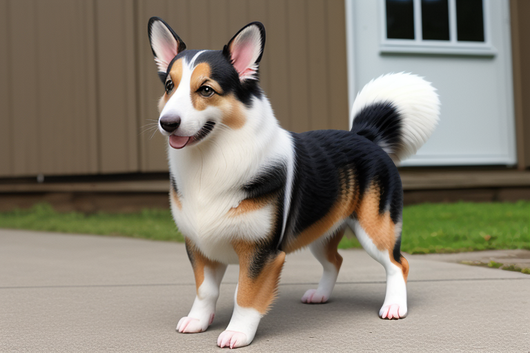 A Playful Corgi Standing Proudly in a Sunny Outdoor Setting.