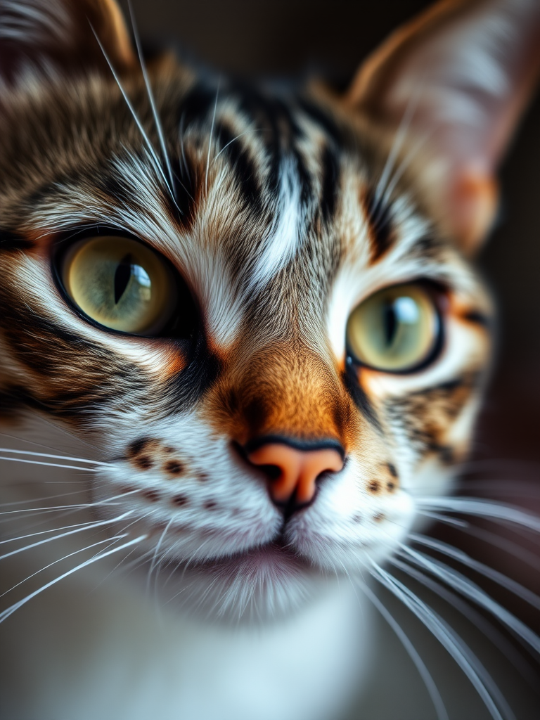 Close-up of a cat's face with sharp focus on the eyes, shallow depth of ...