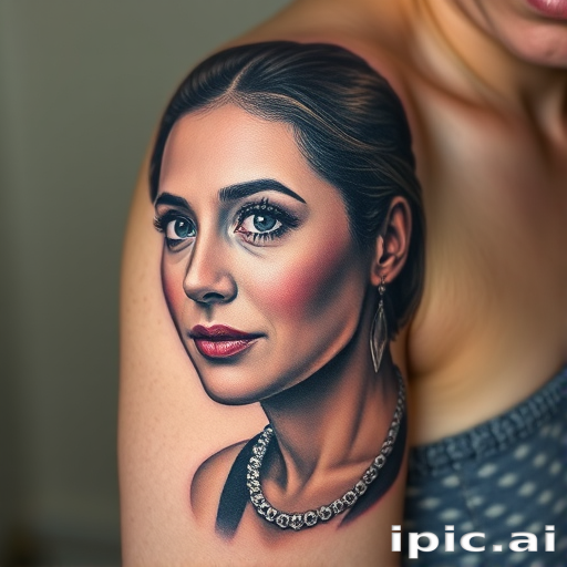A Stunning Portrait Tattoo of a Woman with Elegant Jewelry on Arm