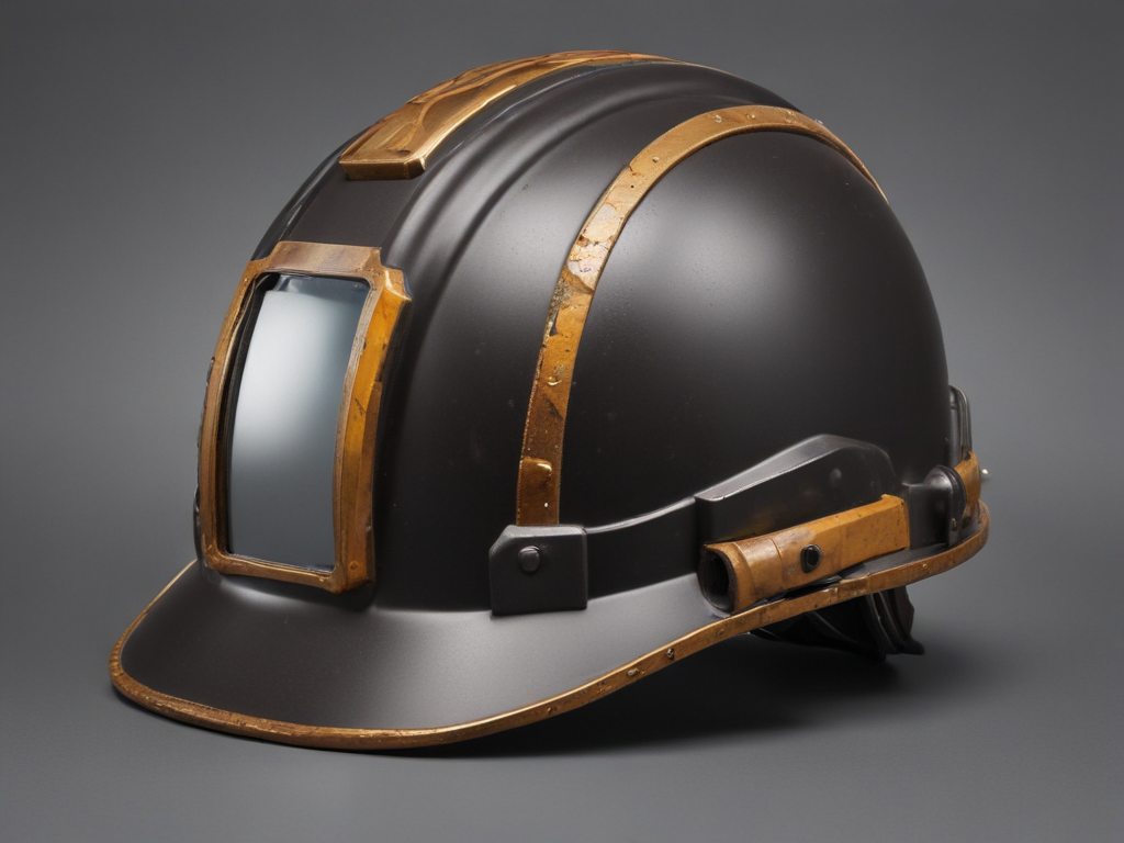 Stylish Vintage Mining Helmet with Unique Brass Accents and Glass Window